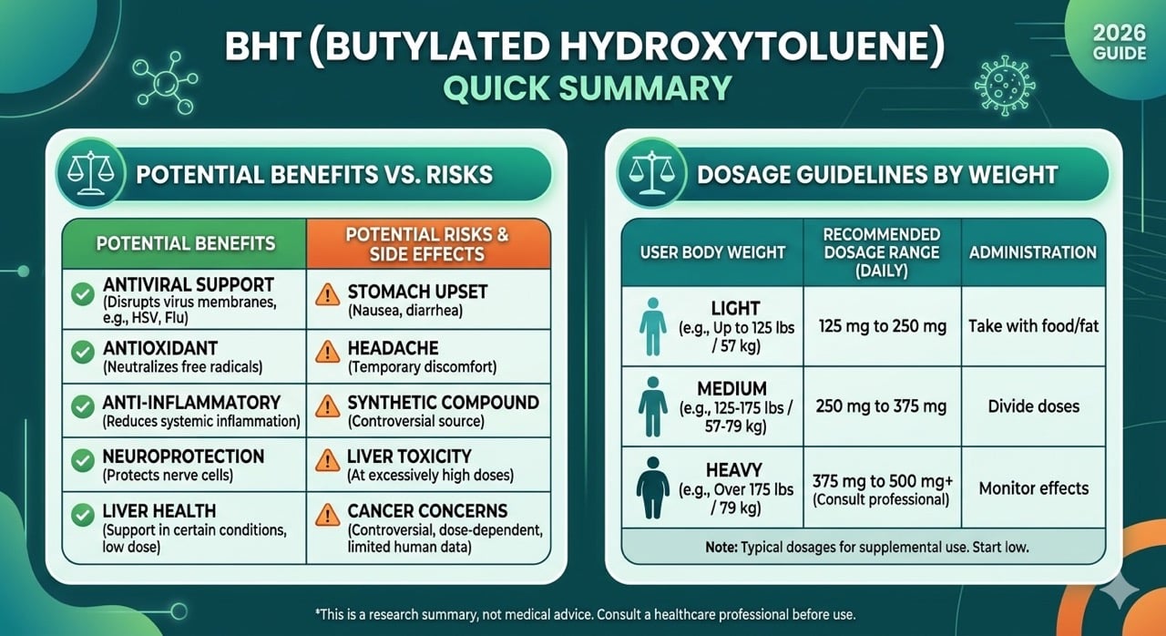 BHT Benefits, Antiviral Research, and 2026 Dosage Guide